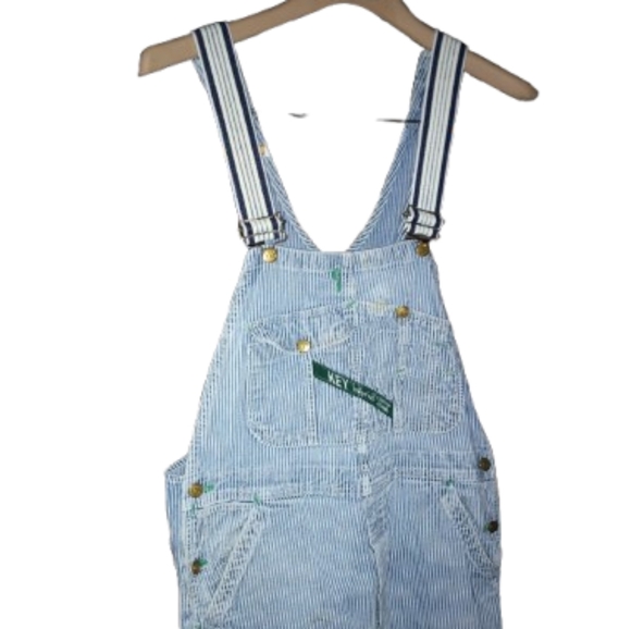 Vintage | Pants | Vintage Overalls Denim Stripe Key Blue Striped ...